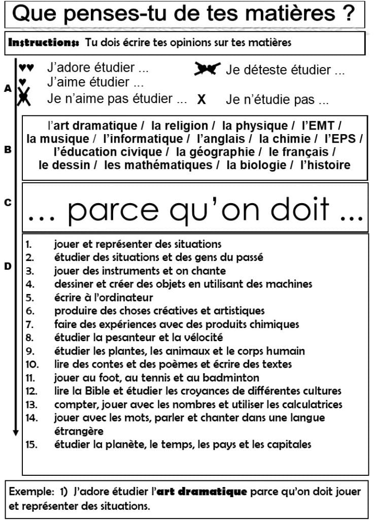 Que penses-tu de tes matières ? – LangLangs