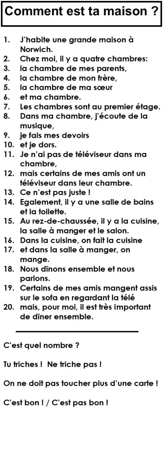 La Maison – Activité de compréhension – SOLUTION – Lingo Bennies!