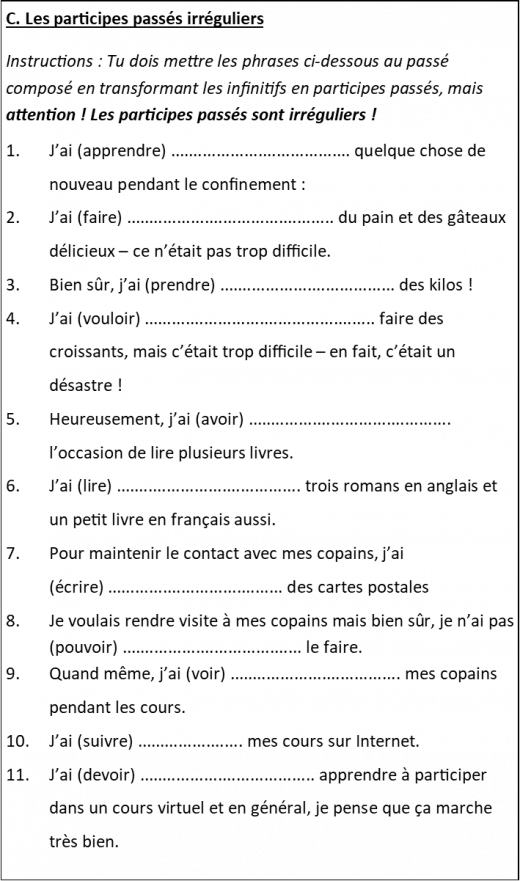 Révision des participes passés IRRÉGULIERS – LangLangs