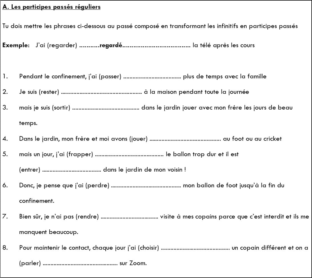Révision des participes passés RÉGULIERS – Lingo Bennies!