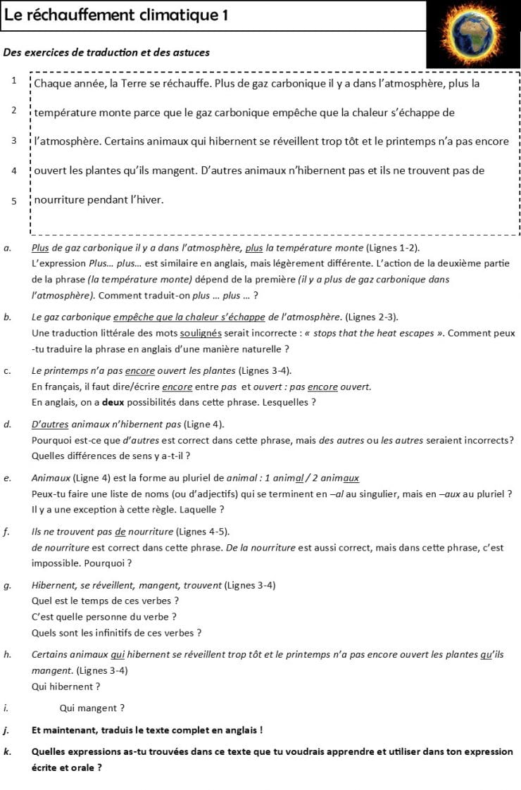Le réchauffement climatique 1 – Traduction – LangLangs