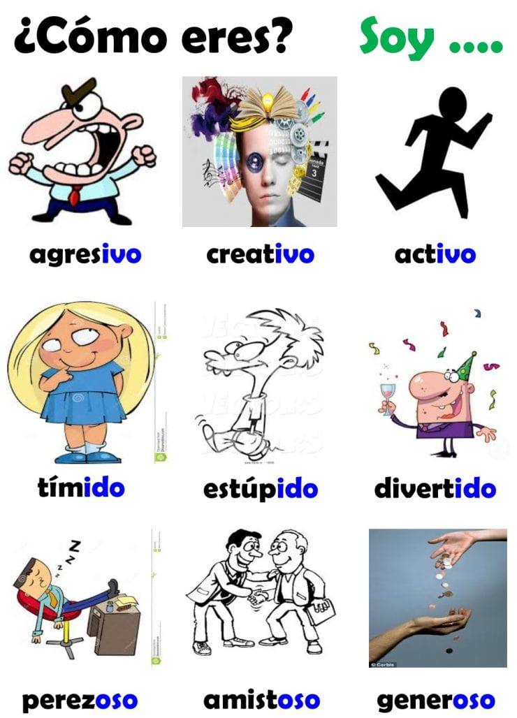 ¿Cómo eres? Adjetivos de personalidad – SOLUCIÓN 1 – Lingo Bennies!