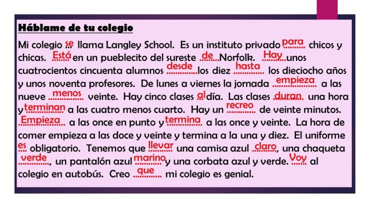 Descripción del colegio #3 – SOLUCIÓN – LangLangs